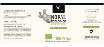 Comprar Nopal ecológico - 180 cápsulas. Complemento alimenticio